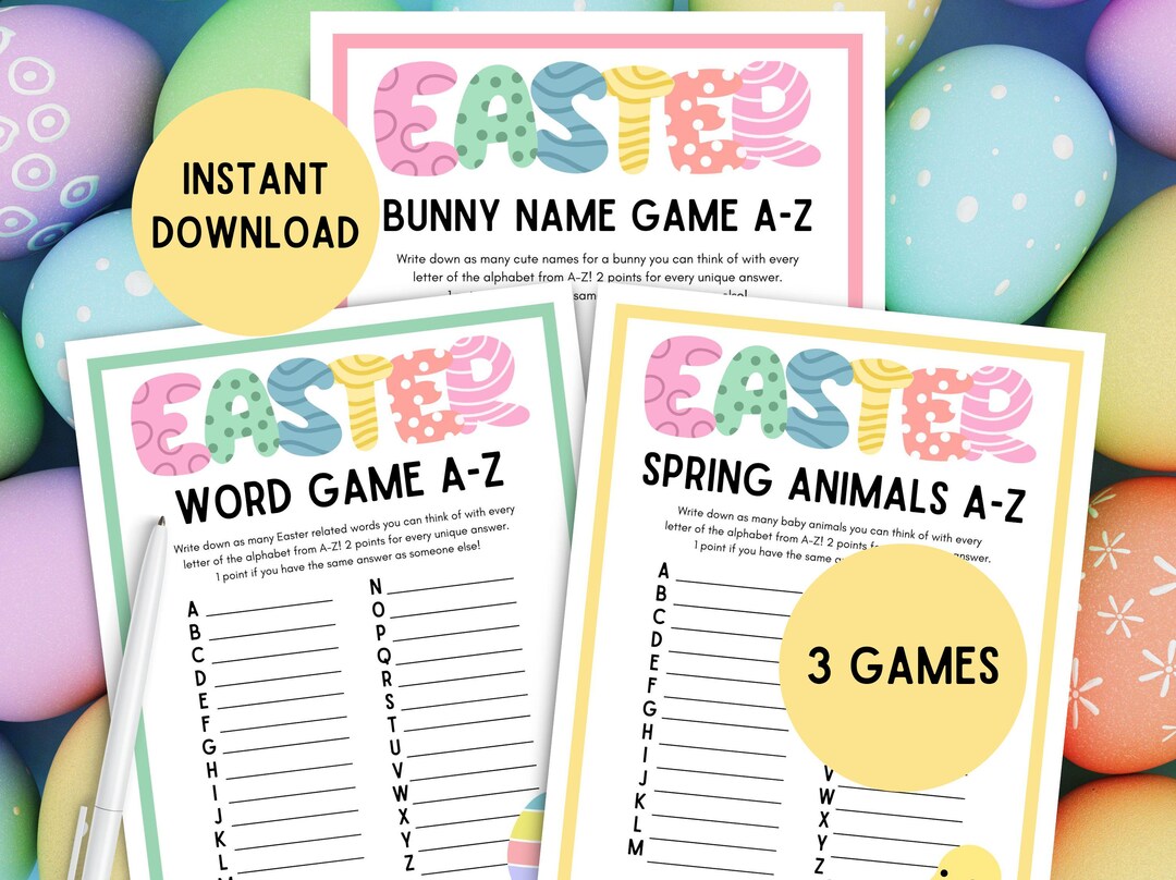 3 X Easter A-Z Word Games! PRINTABLE Easter Word Games, Easter Alphabet ...