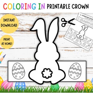 Easter Bunny Tail Paper Crown! PRINTABLE Coloring Crown! Kids Easter ...