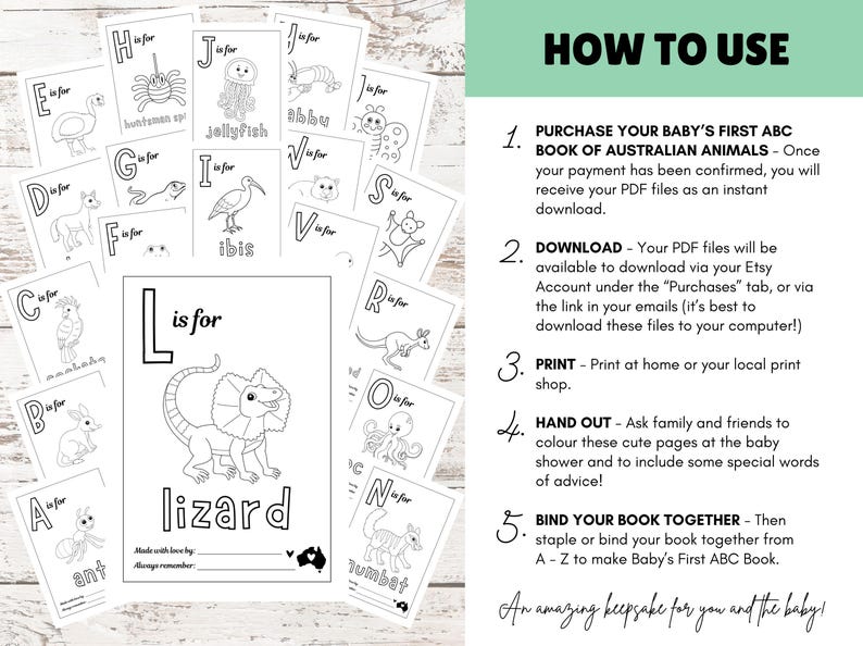 Australian Animals - Baby's First ABC Book - DIY Alphabet Book - Baby ...