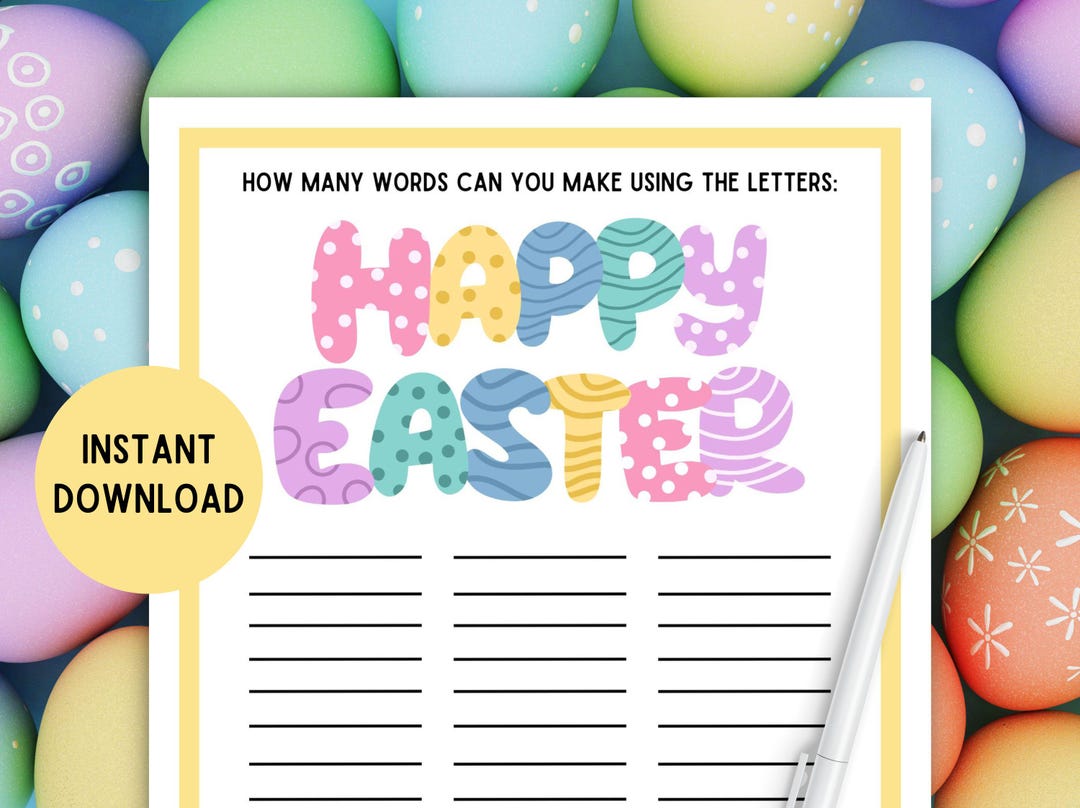 Happy Easter Word Game! PRINTABLE Easter Game, Easter Activity, Easter ...
