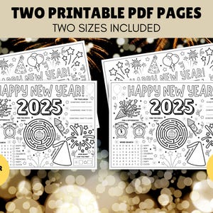 New Years Eve Activity Placemats for Kids - PRINTABLE New Years ...