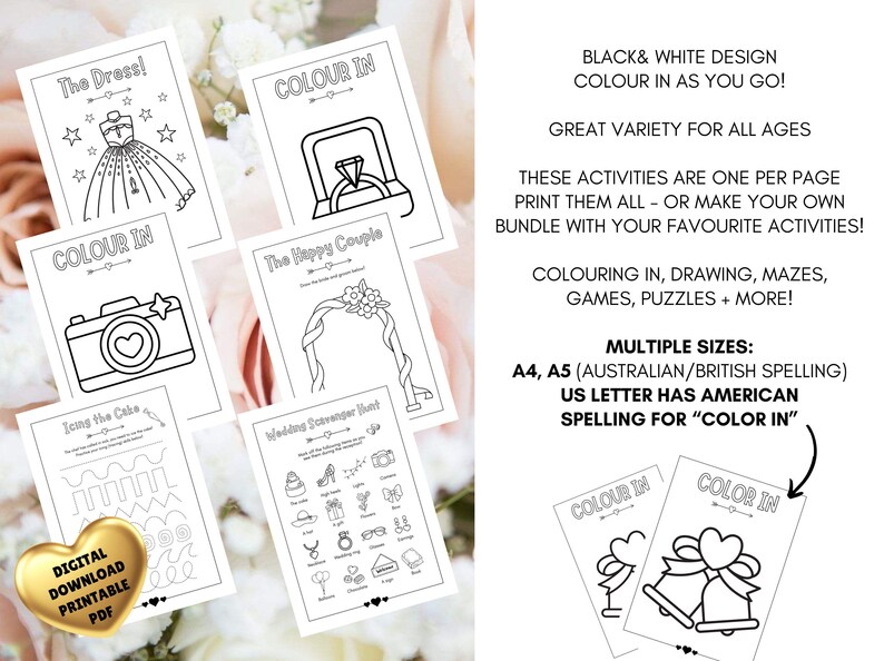 Kids Wedding Activity Bundle - Digital Download - Games, Colouring ...