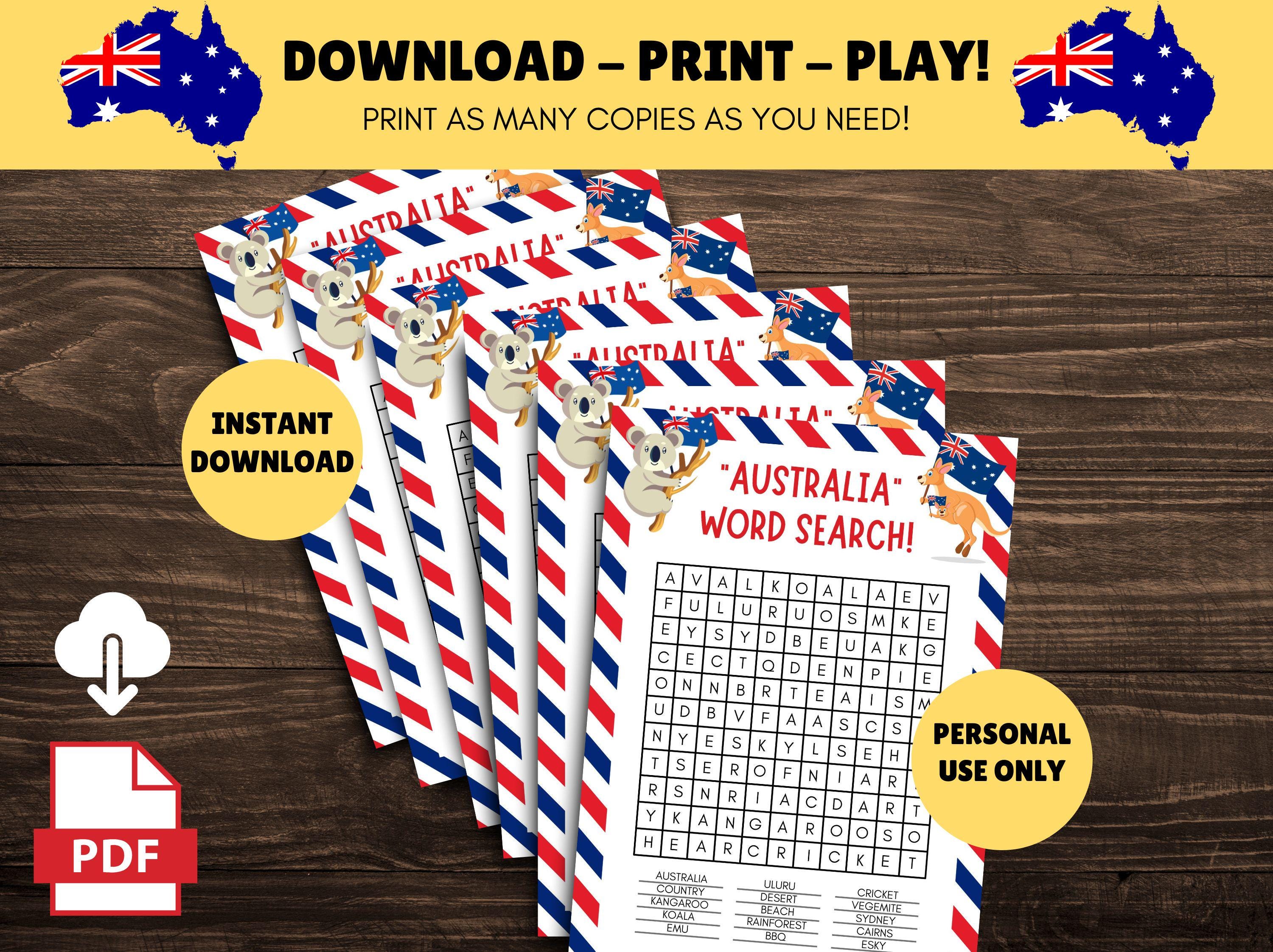 Australian Word Search! PRINTABLE Aussie Word Search Activity ...