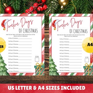 12 Days of Christmas - Printable Christmas Game - Twelve Days of ...