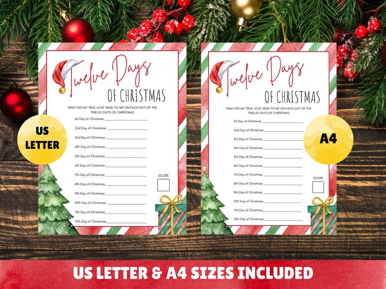 12 Days of Christmas - Printable Christmas Game - Twelve Days of ...