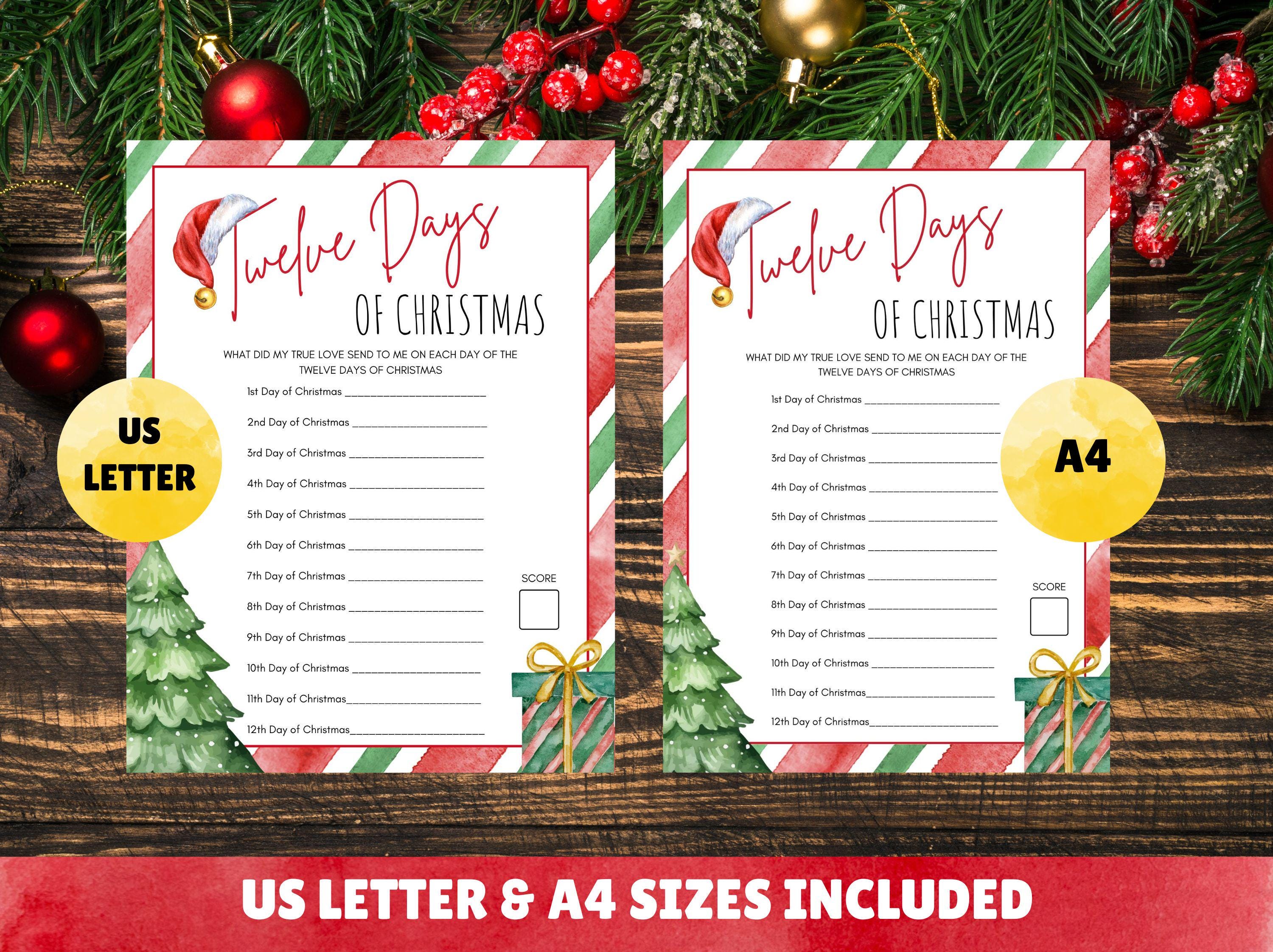 12 Days of Christmas - Printable Christmas Game - Twelve Days of ...