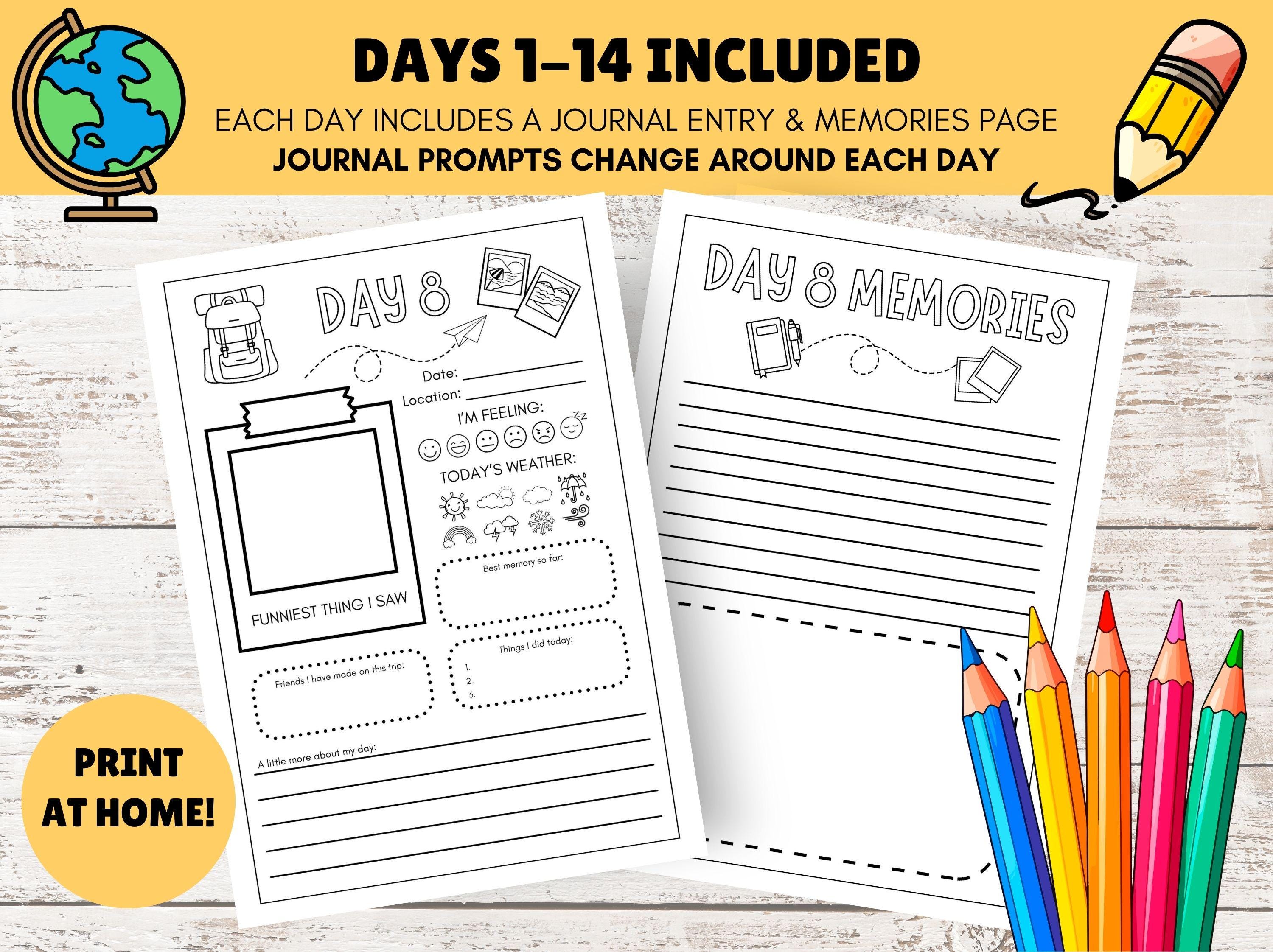 Days 1 to 14 - Kids Travel Journal - My Travel Adventures - Printable ...