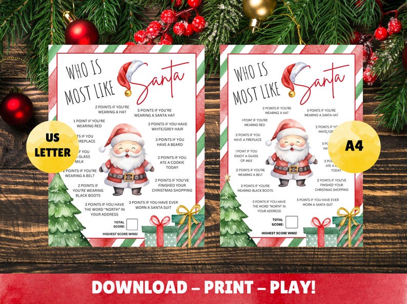 Who is Most Like Santa? Who is Most Like an Elf? Printable Christmas ...