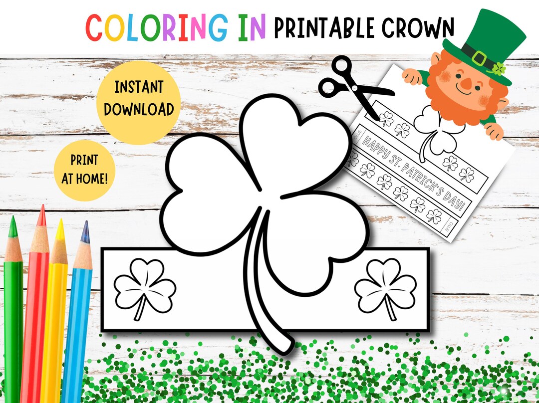 Printable Kids Crown for St. Patrick's Day! St. Patrick's Day Clover ...