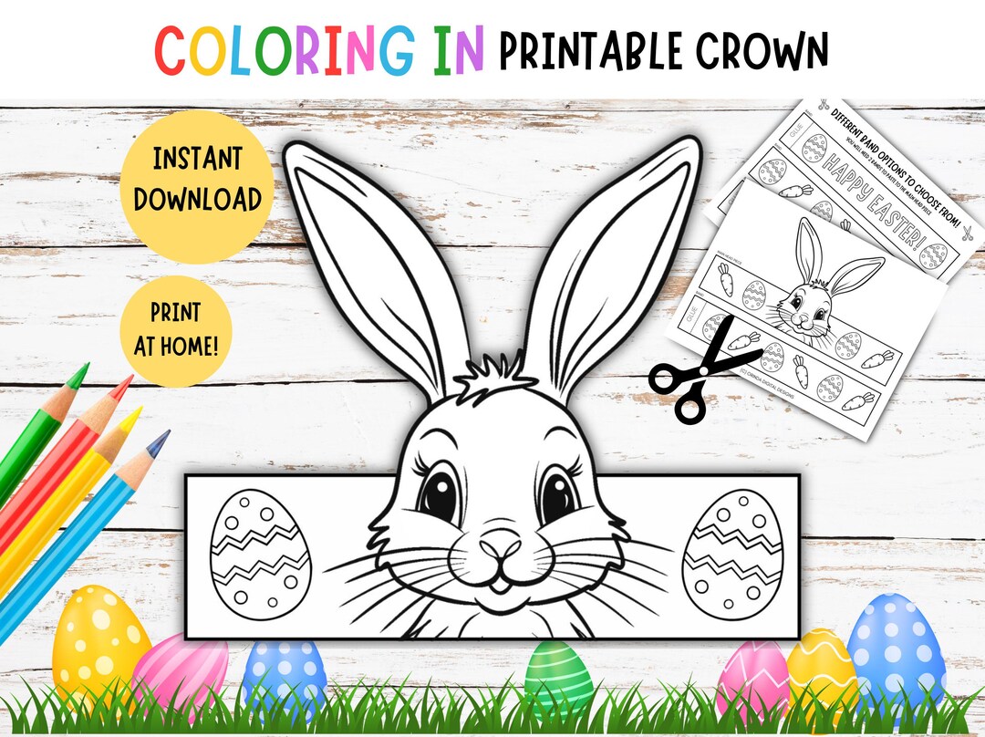 Easter Bunny Paper Crown! PRINTABLE Easter Coloring Crown! Kids Easter ...
