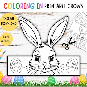 Easter Bunny Paper Crown! PRINTABLE Easter Coloring Crown! Kids Easter ...