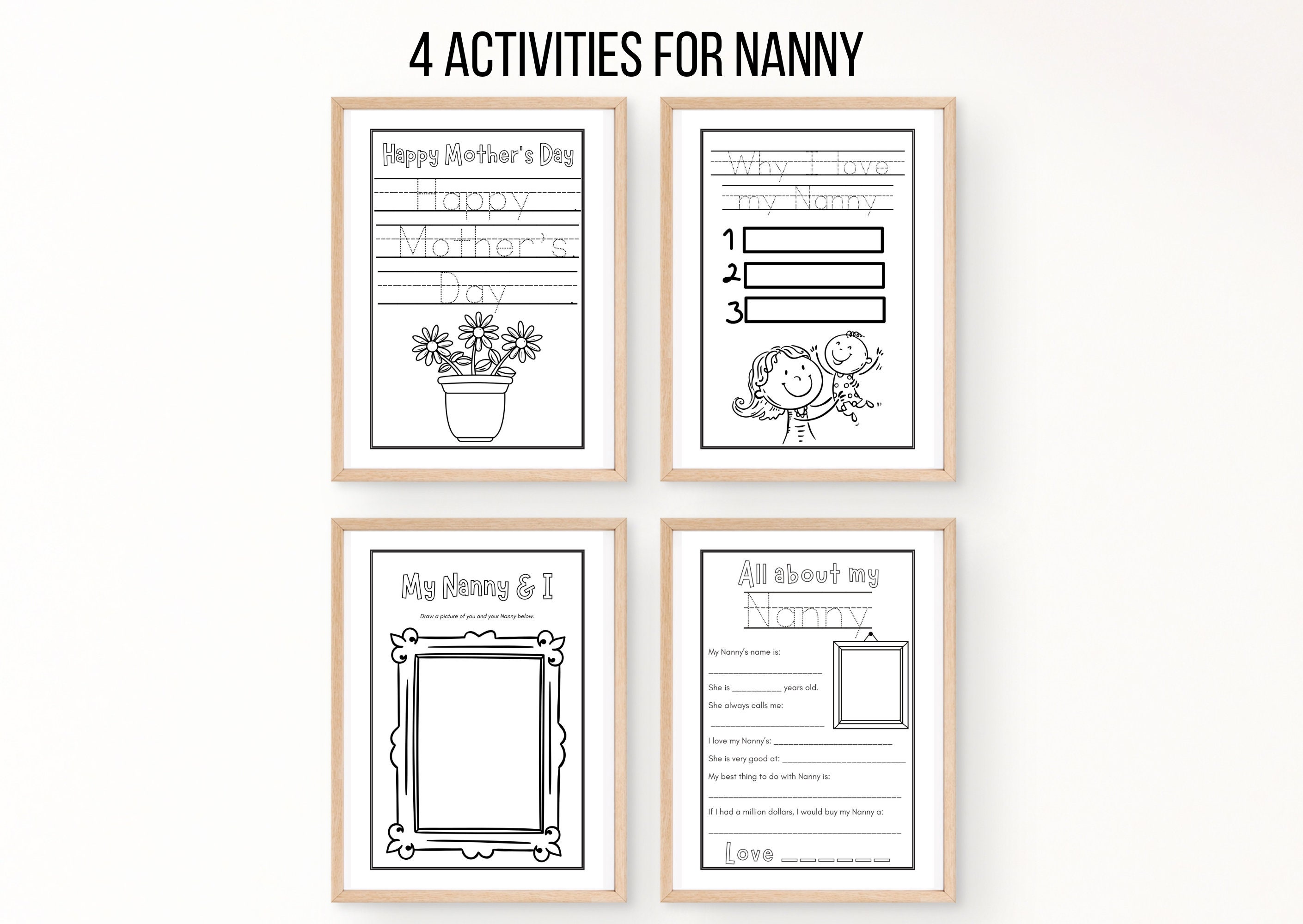 PRINTABLE Kids Activities for Grandma Nanny Nanna Nan Happy Mothers Day ...