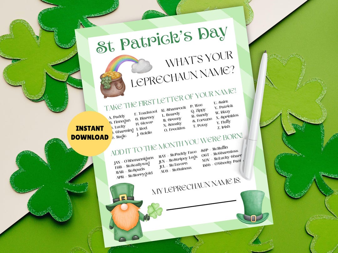 What's Your Leprechaun Name - St Patrick's Day Game! PRINTABLE St ...