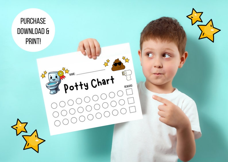 Potty Chart - DIGITAL DOWNLOAD - PDF Printable - Toilet Training ...