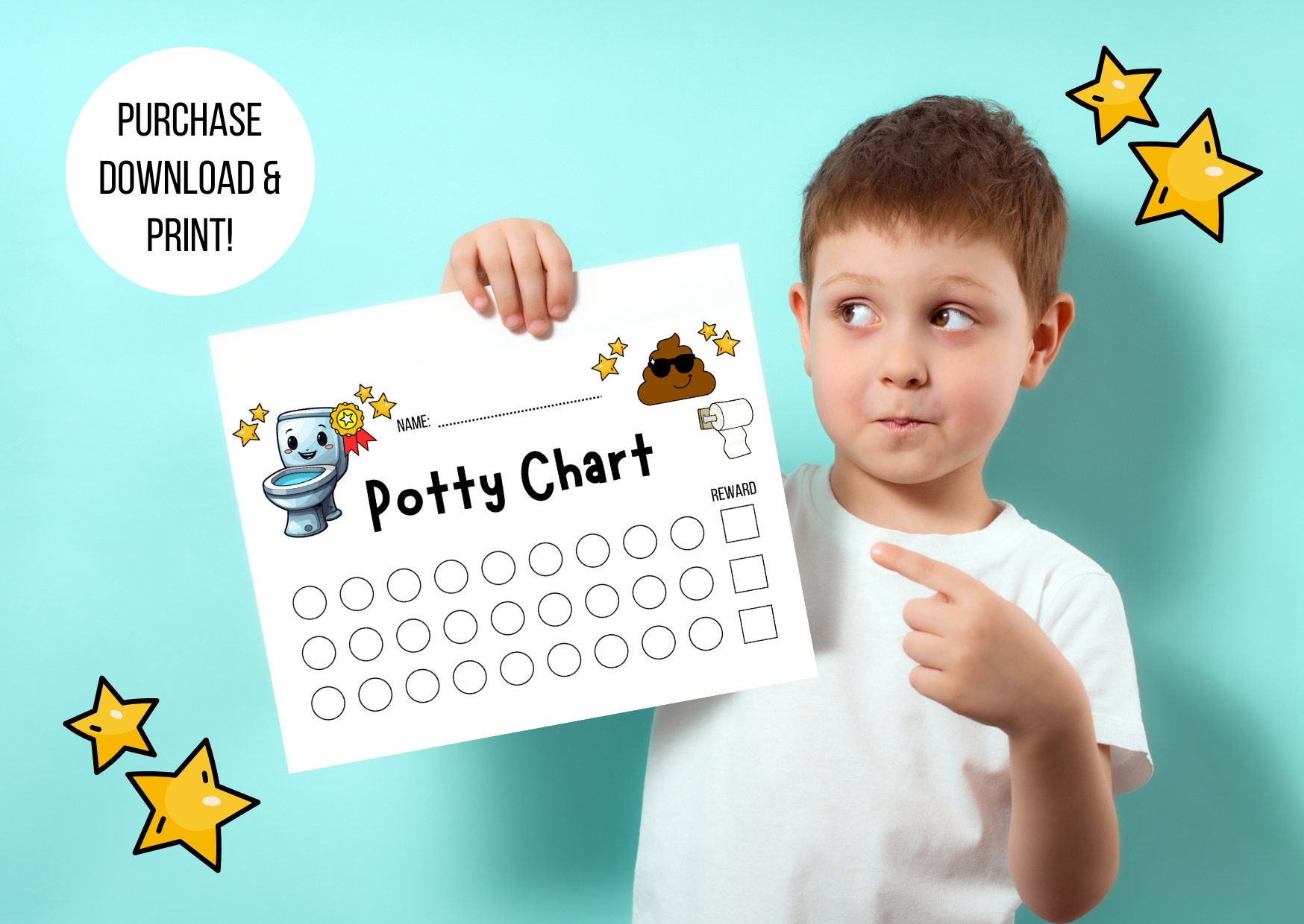 Potty Chart - DIGITAL DOWNLOAD - PDF Printable - Toilet Training ...