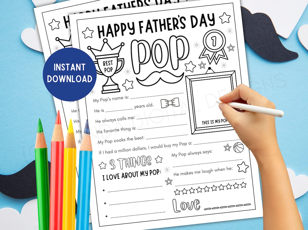 Pop - Happy Father's Day! PRINTABLE All About My Pop, Activity PDF Page ...