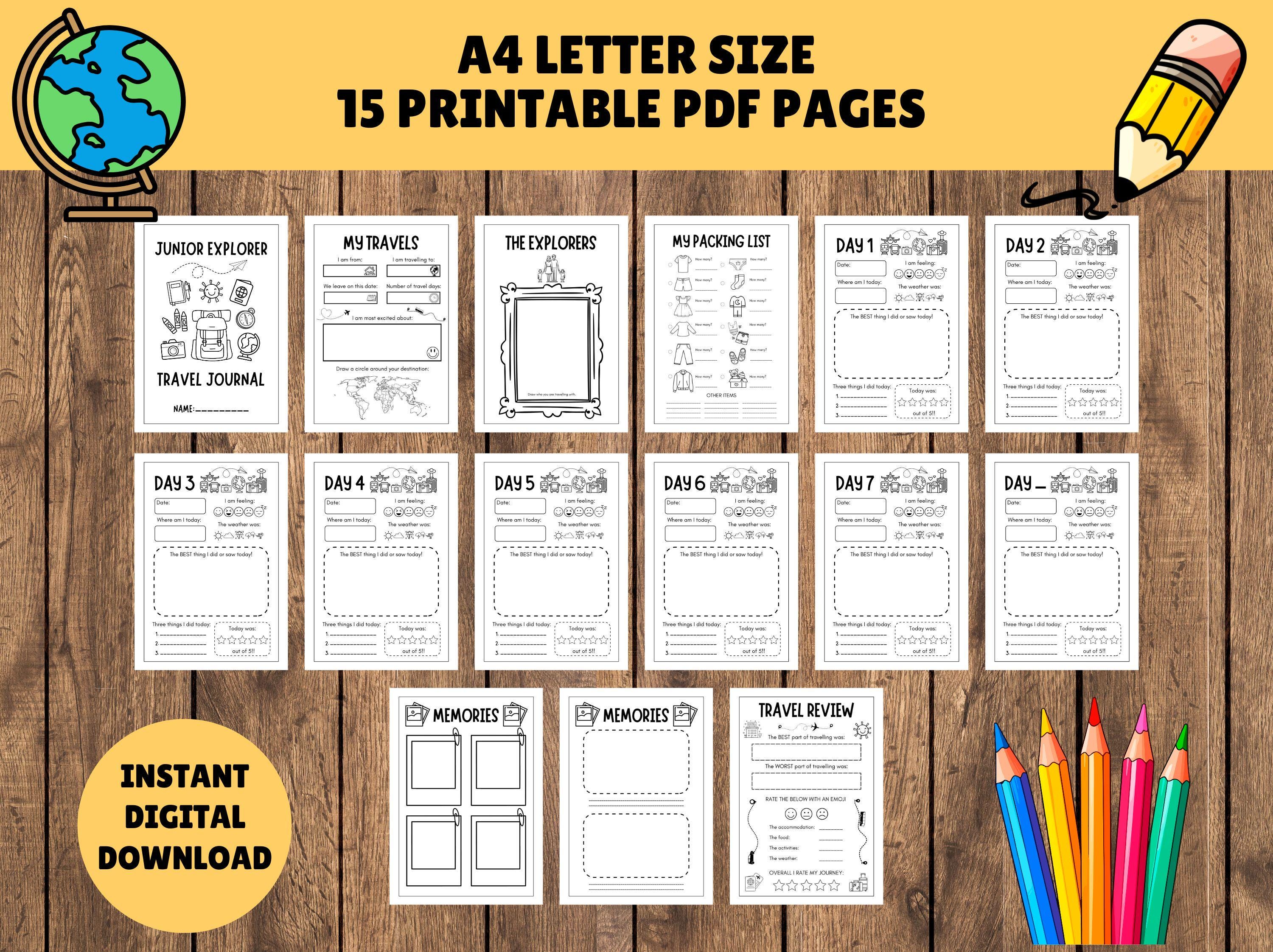 Junior Explorer Travel Journal - Printable Travel Journal for Younger ...