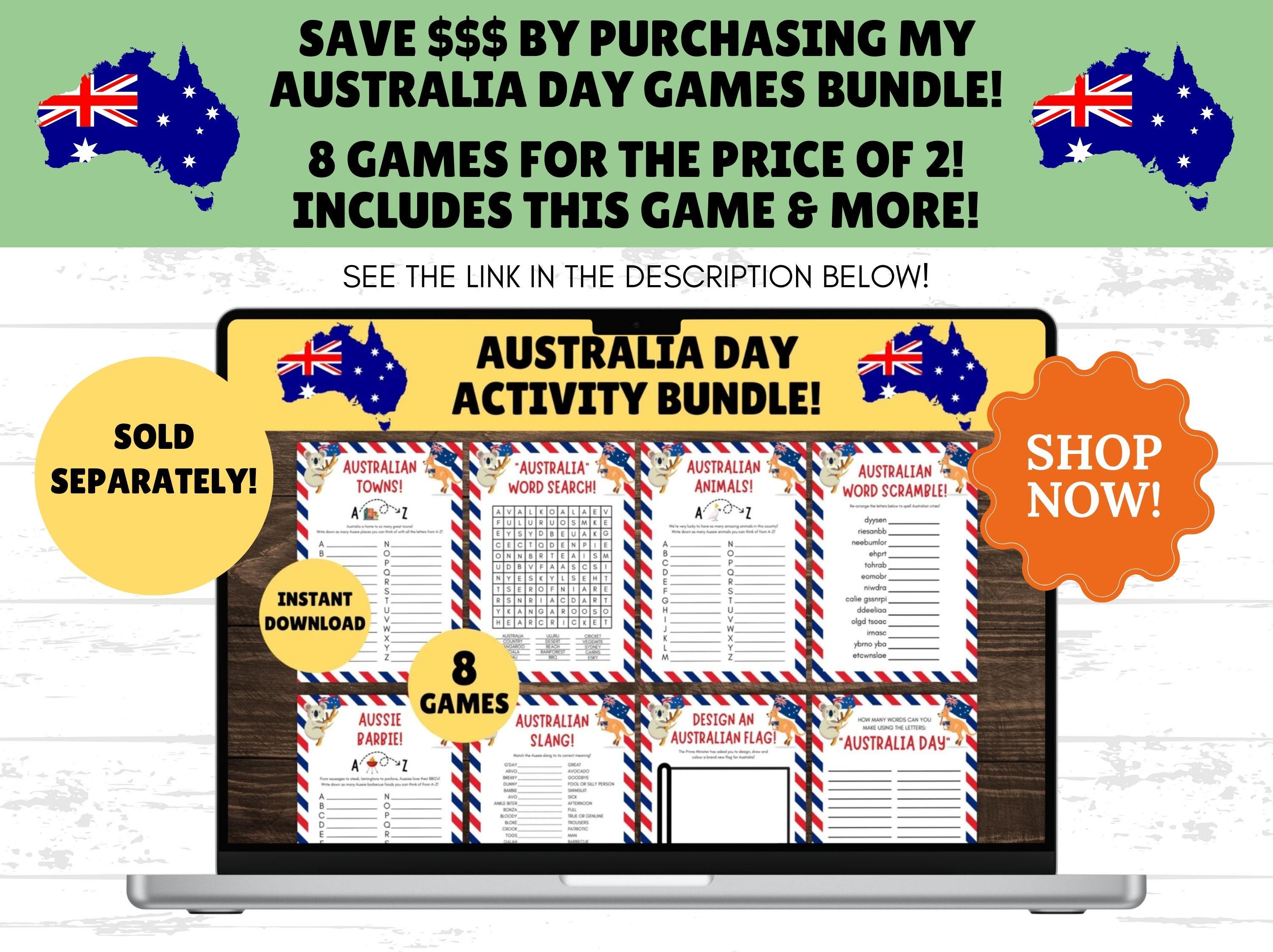 Australian Barbecue A-Z Game! PRINTABLE Aussie Barbie Activity Game ...