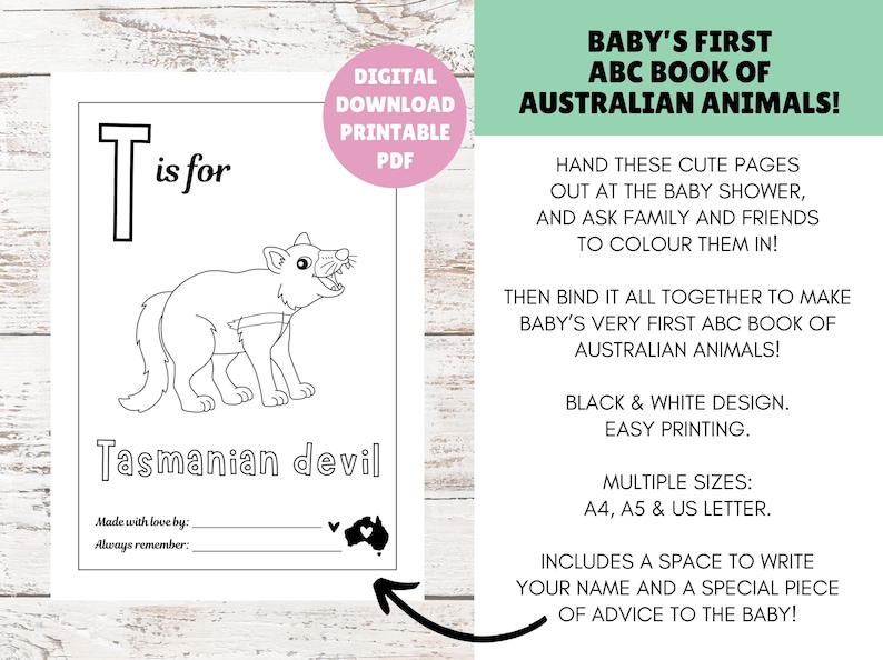 Australian Animals - Baby's First ABC Book - DIY Alphabet Book - Baby ...
