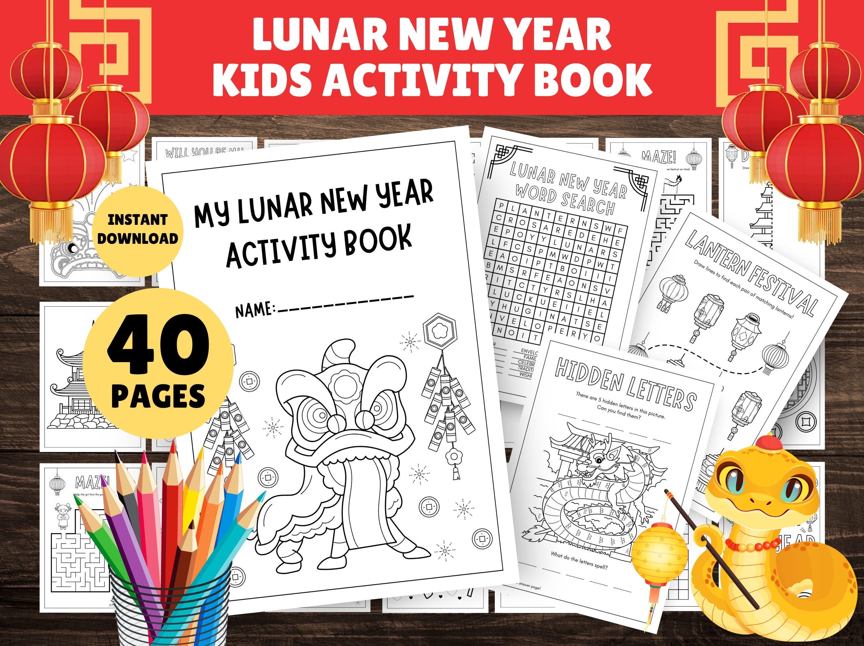 40 Pages - Kids Lunar New Year Activity Book - PRINTABLE Lunar New Year ...