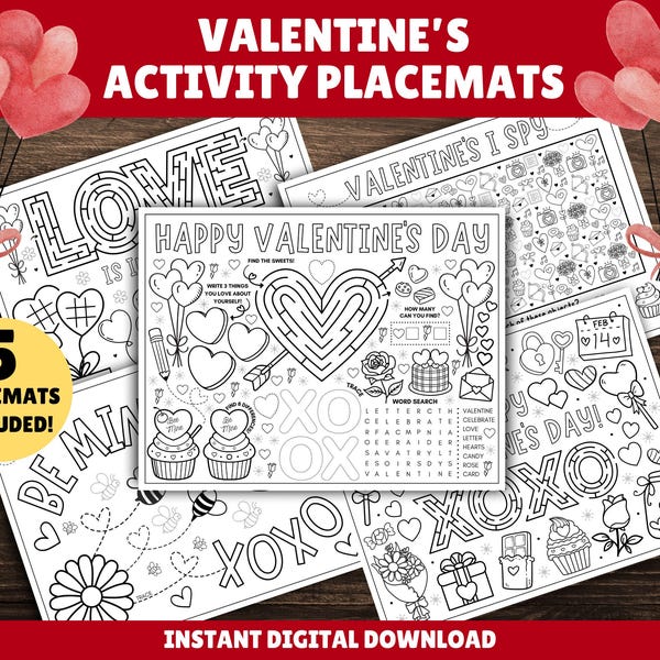 Valentines Activity Placemat - Etsy