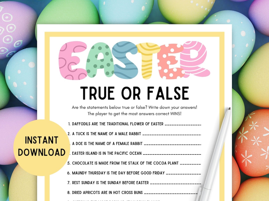 Easter True or False Game! PRINTABLE Easter Game, Easter Trivia, Easter ...