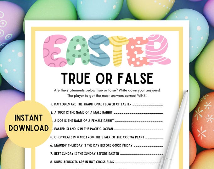 True or False Easter Game, True or False Game, Printable Easter Games ...