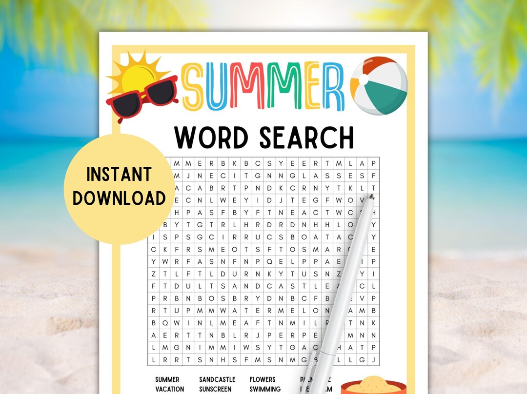 Summer Word Search Game! PRINTABLE Summer Find A Word, Word Finder ...