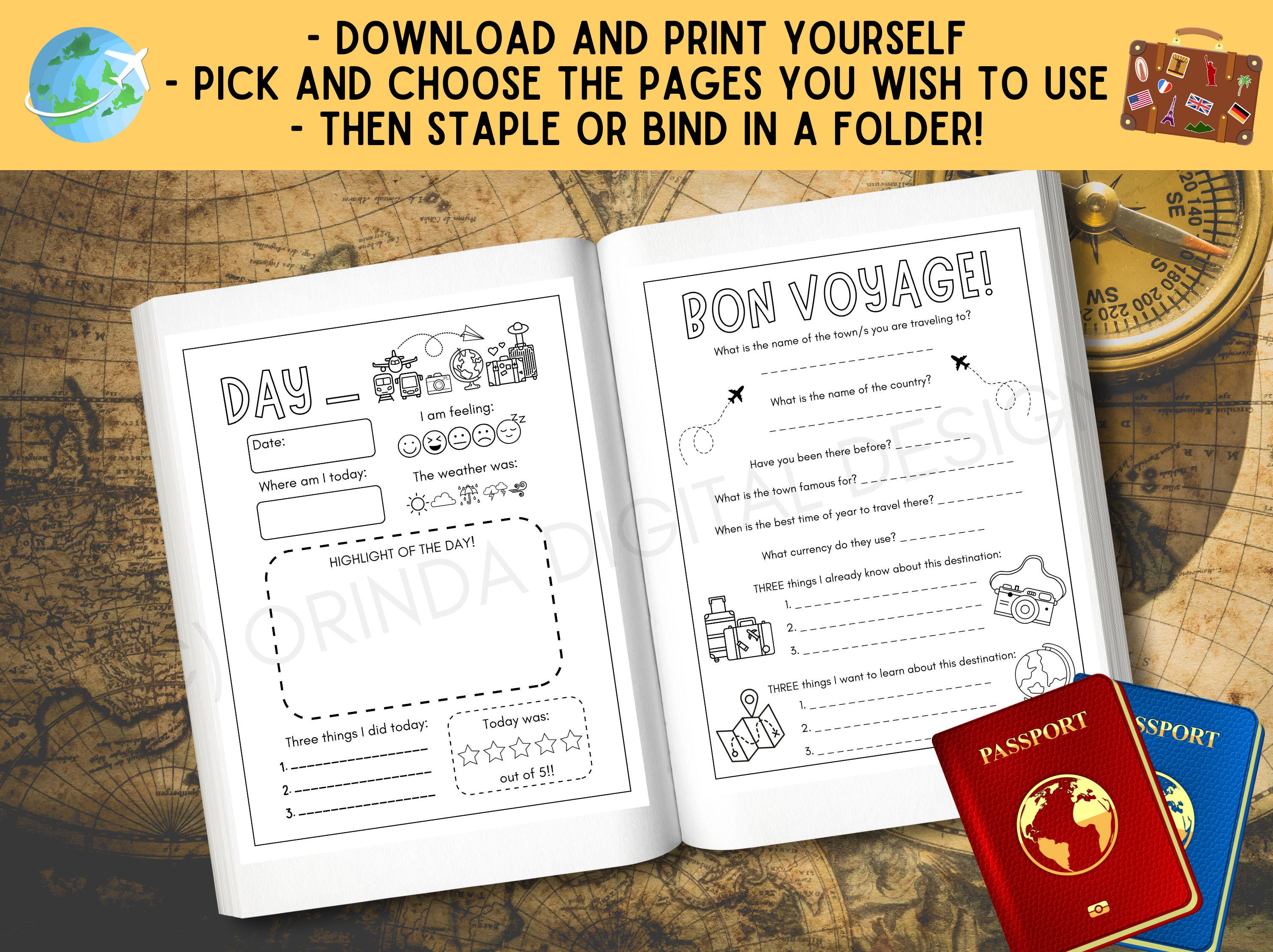 Kids Travel Journal Bundle - Children's Travel Diary, Vacation Planner ...