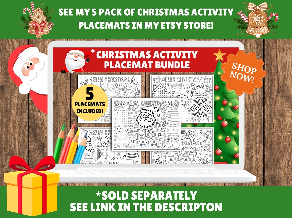 Gingerbread Christmas Activity Placemat for Kids - Gingerbread Placemat ...