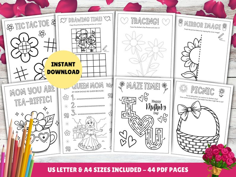 Mother's Day Kids Activity Book – 44 Printable Pages (digital Download ...