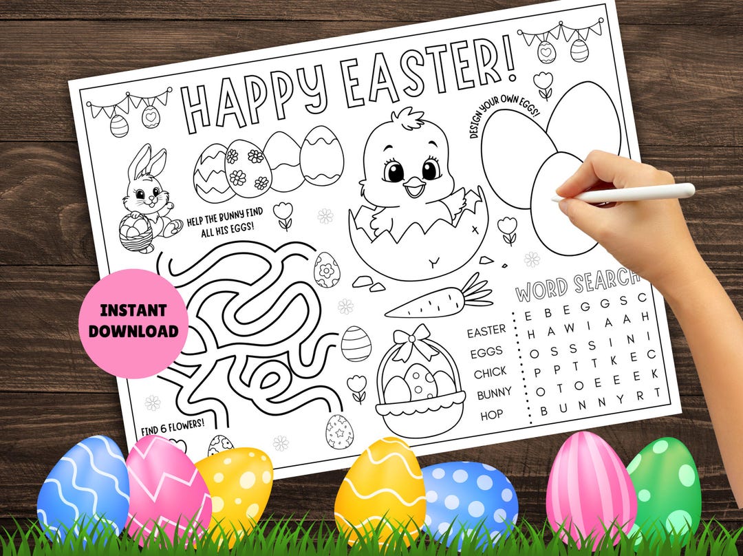 Kids Easter Activity Placemat! PRINTABLE Kids Easter Activity Page ...
