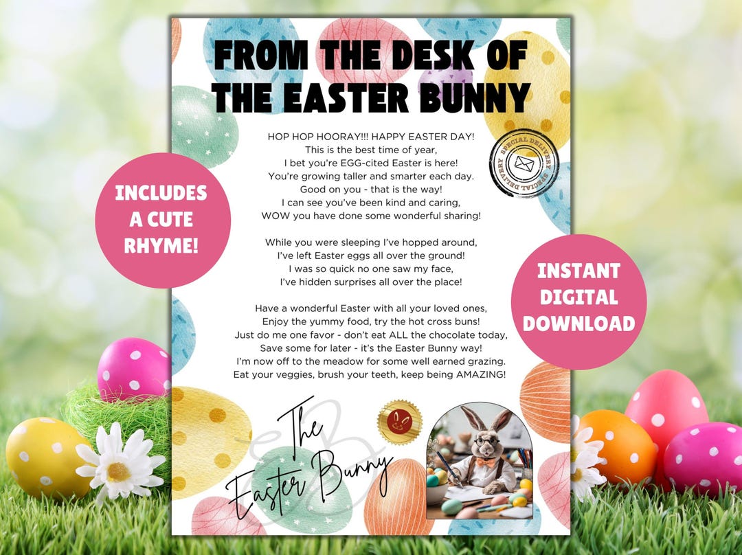 Easter Bunny Letter! PRINTABLE Official Letter From the Desk of the ...