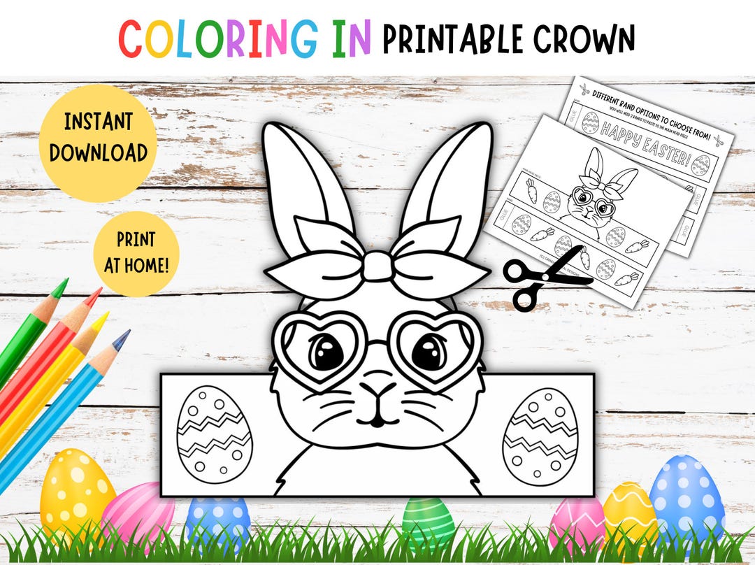 Easter Bunny Paper Crown! PRINTABLE Easter Coloring Crown! Kids Easter ...