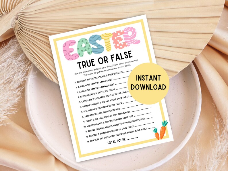 Easter True or False Game! PRINTABLE Easter Game, Easter Trivia, Easter ...
