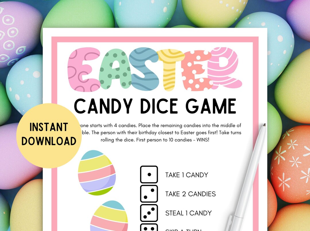 Easter Candy Dice Game! PRINTABLE Kids Easter Activity, Easter Dice ...