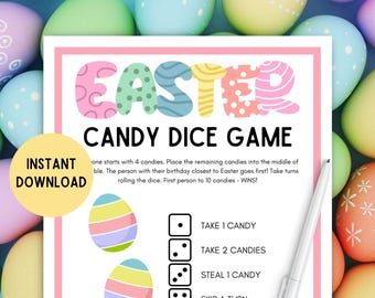 Easter Candy Dice Game, Easter Printable Game, Easter Party Game ...
