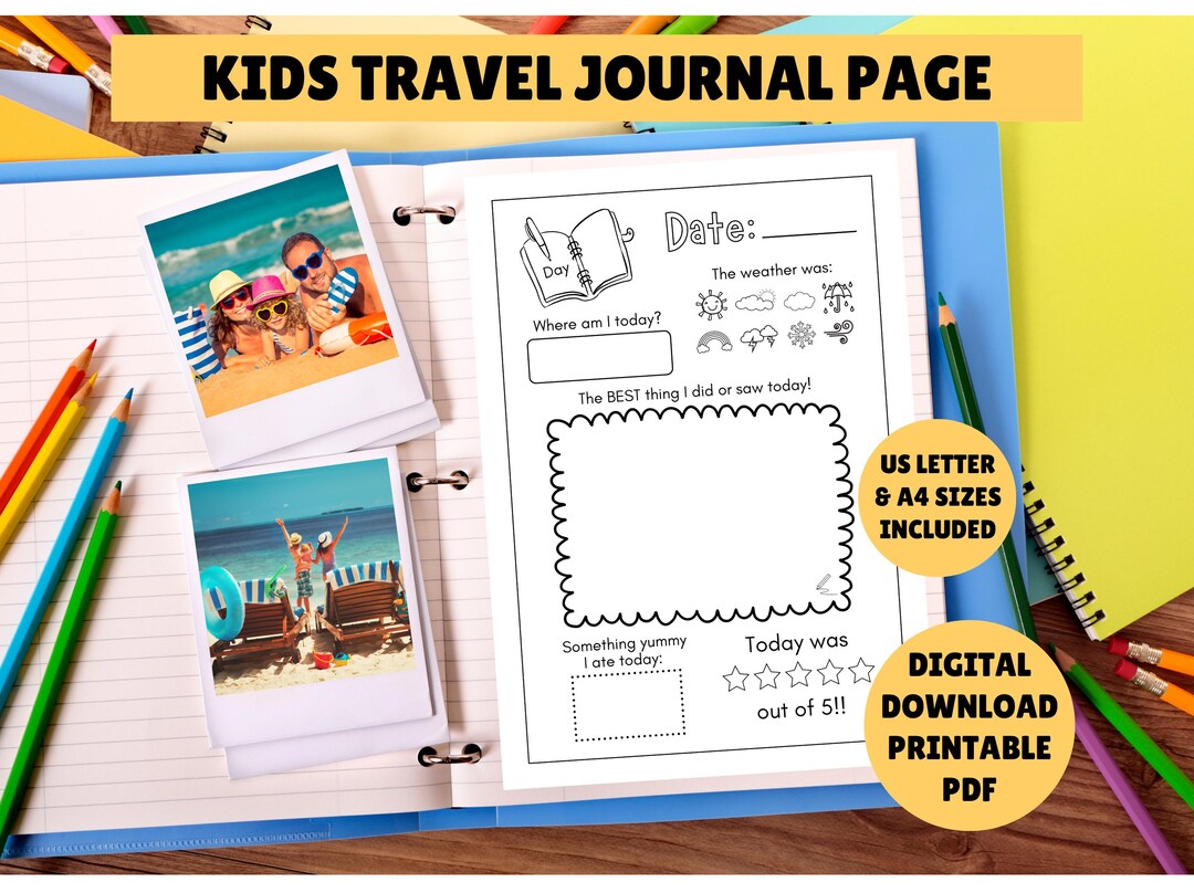 Kids Travel Journal Page - A4 & US Letter Size - Instant DIGITAL ...