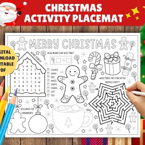 Gingerbread Christmas Activity Placemat for Kids - Gingerbread Placemat ...
