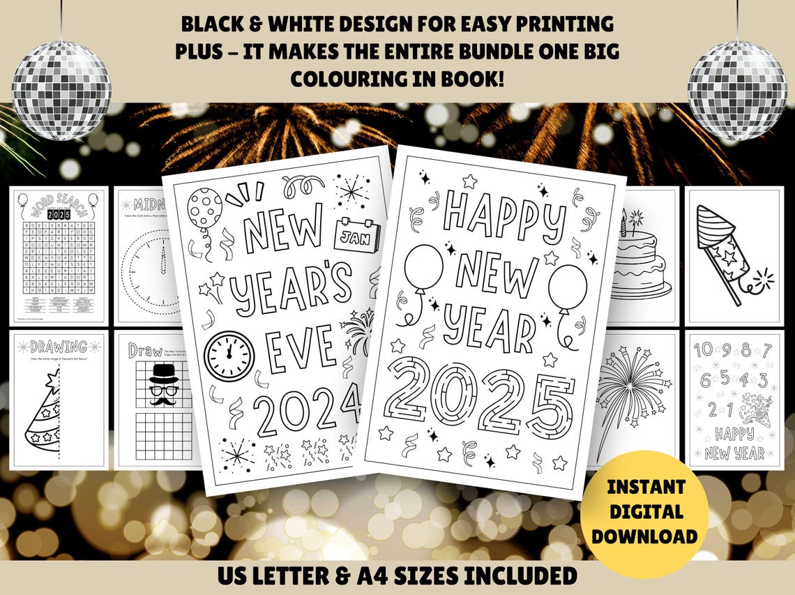 Kids New Year's Eve Activity Book - PRINTABLE New Year's Kids ...