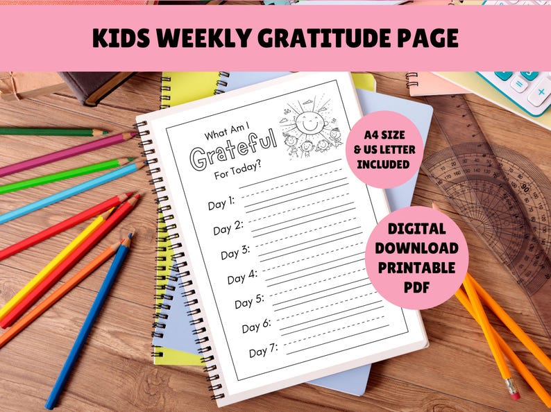 Kids Weekly Daily Gratitude Page. What Are You Grateful For ...