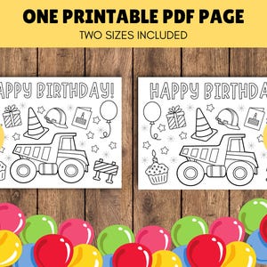 Printable Birthday Coloring Page for Kids - Construction Truck Theme ...