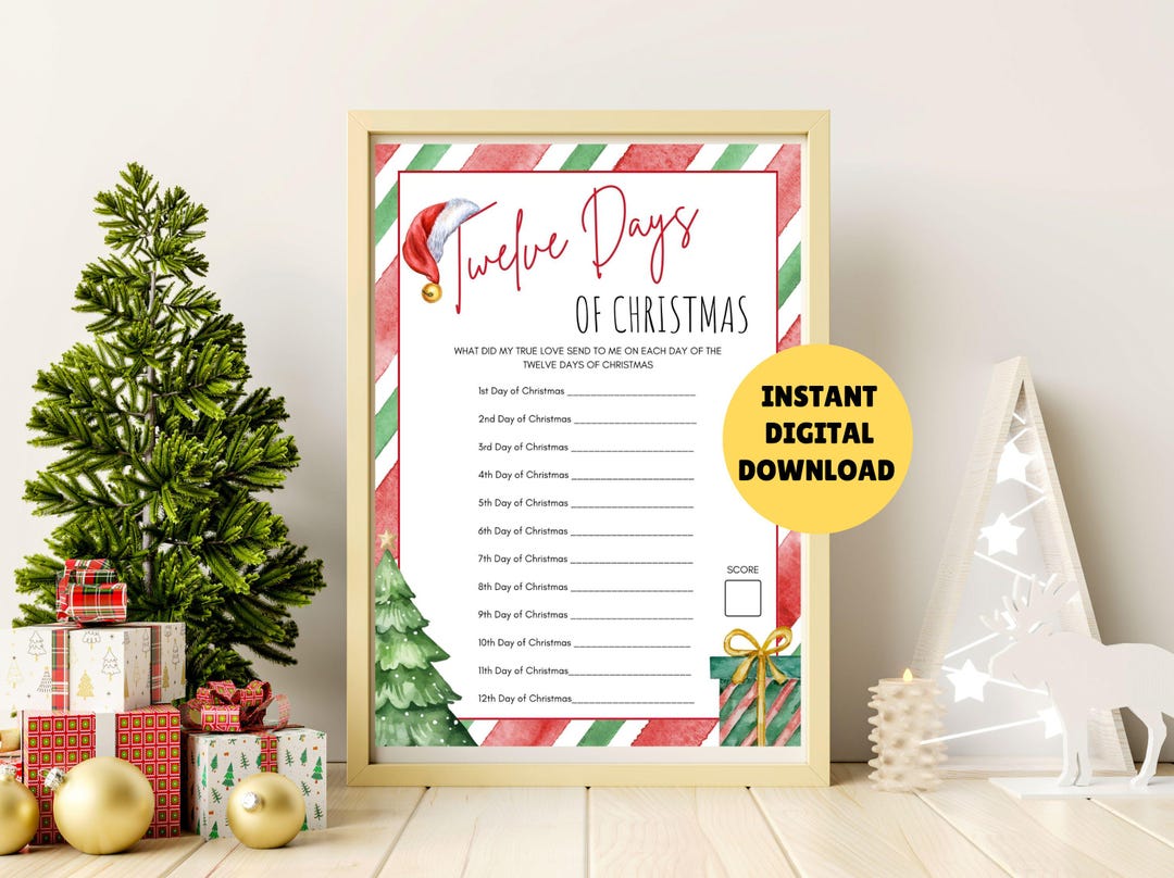 12 Days of Christmas - Printable Christmas Game - Twelve Days of ...