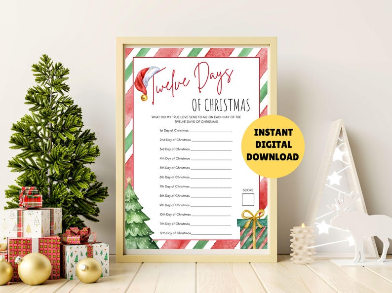 12 Days of Christmas - Printable Christmas Game - Twelve Days of ...