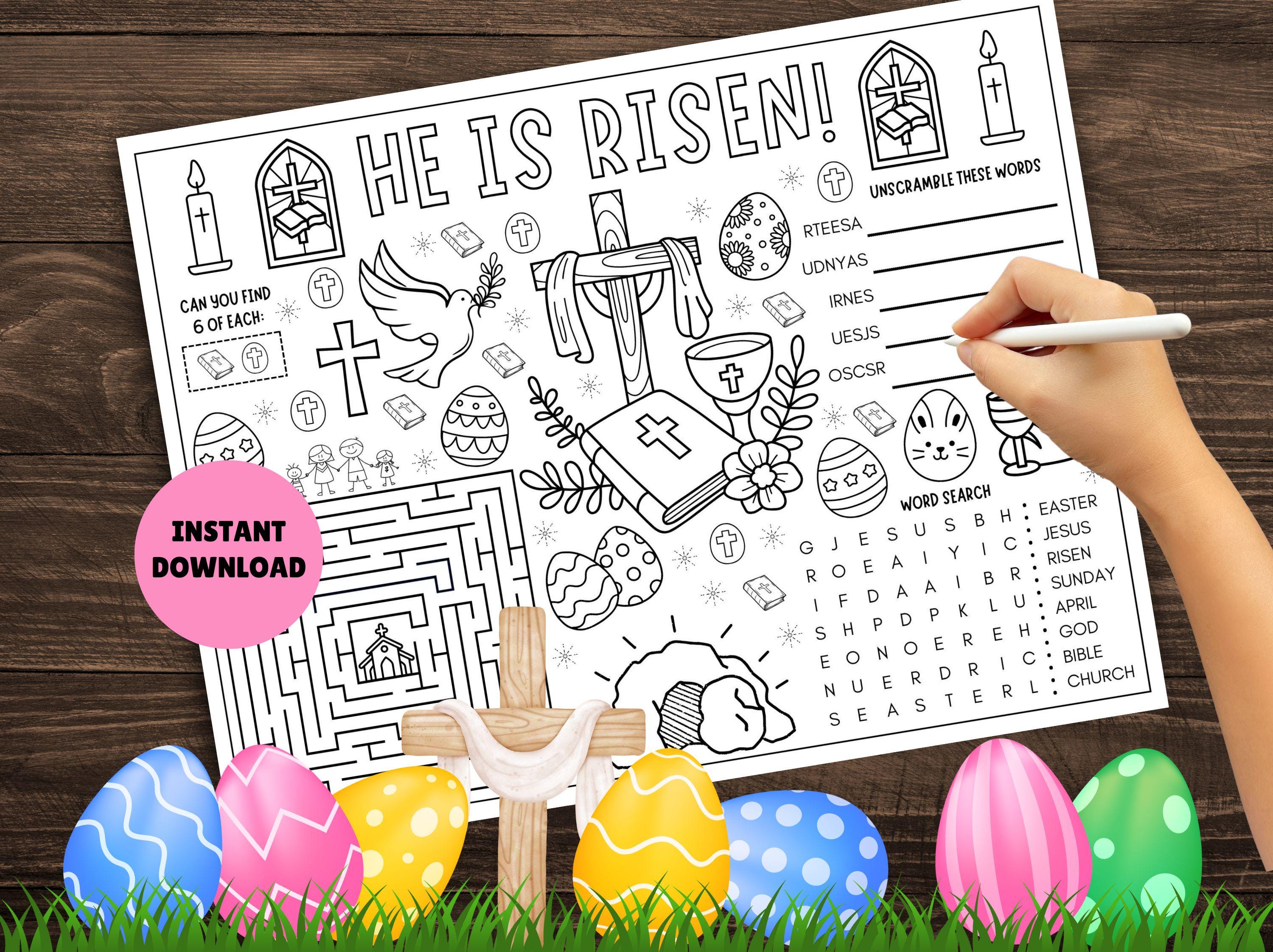 Easter Christian Activity Placemat! PRINTABLE Kids Religious Easter ...