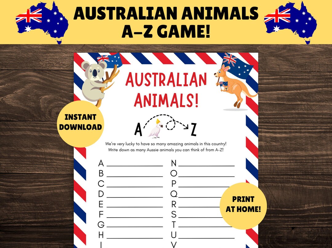 Australian Animals A-Z Game! PRINTABLE Aussie Animals Activity Game ...