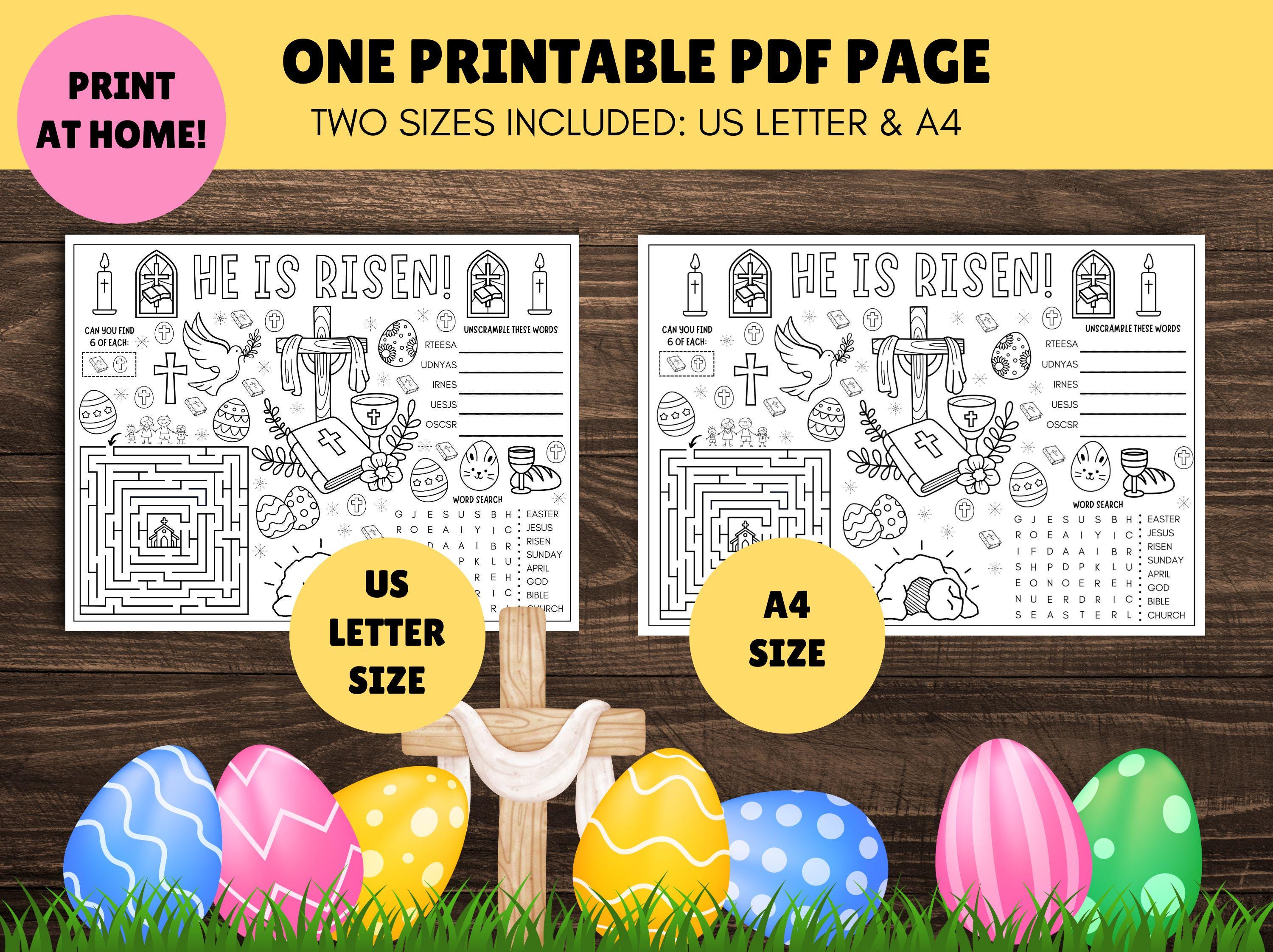 Easter Christian Activity Placemat! PRINTABLE Kids Religious Easter ...