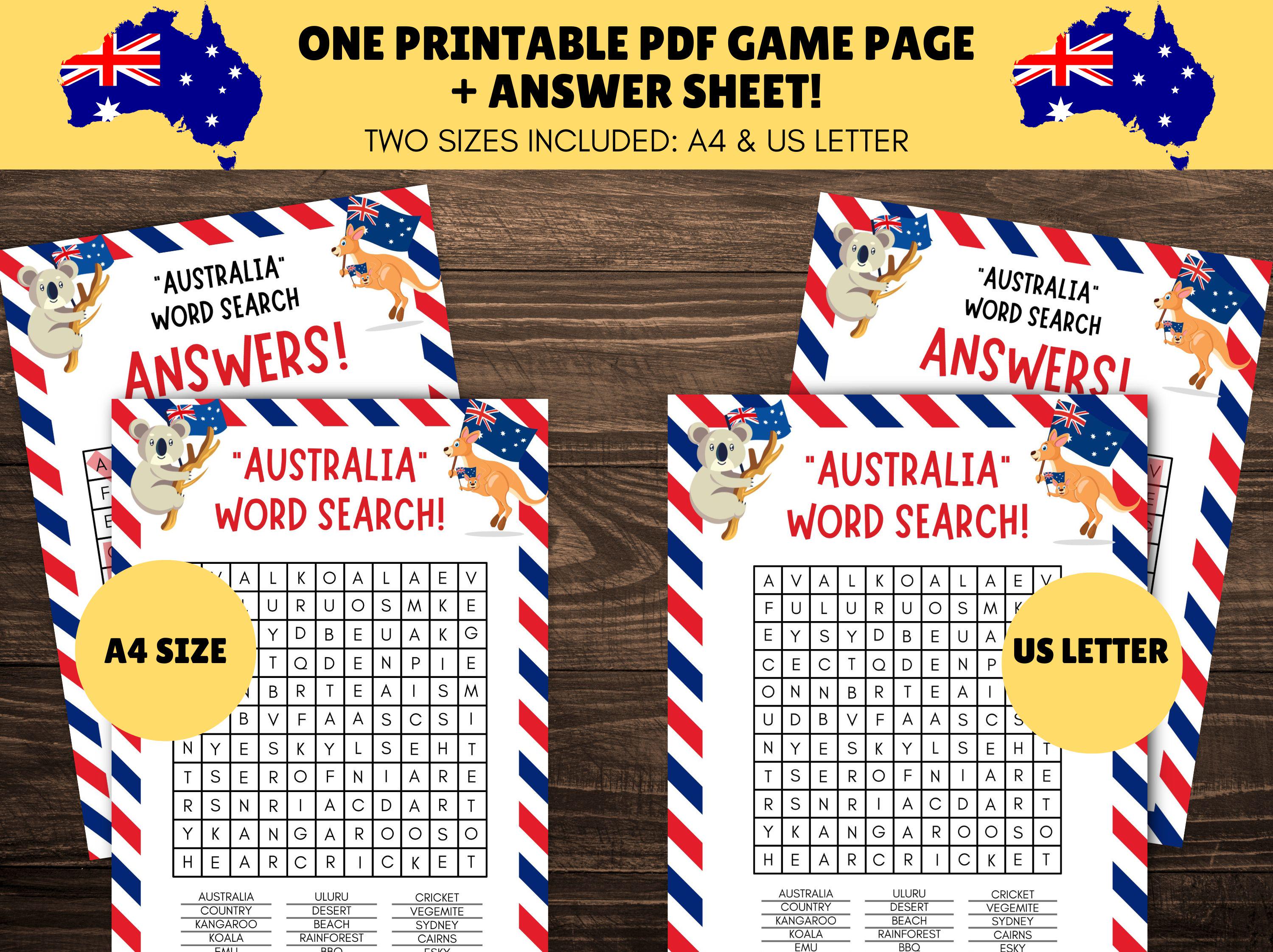 Australian Word Search! PRINTABLE Aussie Word Search Activity ...