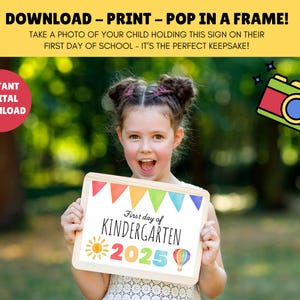 First Day of Kindergarten 2025 - PRINTABLE Digital Sign - Instant ...