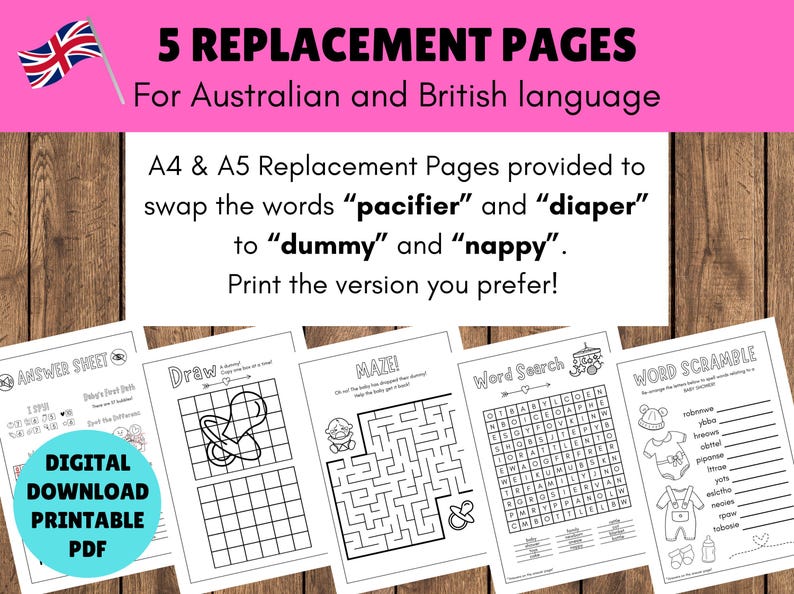 Kids Baby Shower Activities - Activity Book Pack - Instant Digital ...